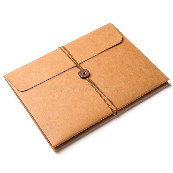 Kraft Paper Folder with Button Tie Stock Illustration - Illustration of ...