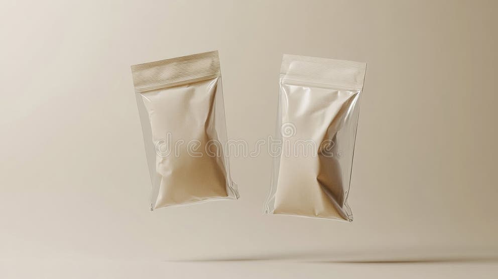 Kraft Paper and Plastic Pouches Mockup Stock Illustration ...