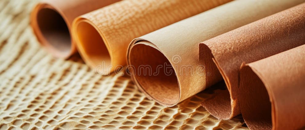 Kraft Paper Rolls Displayed on Textured Wrapping Surface for Creative ...