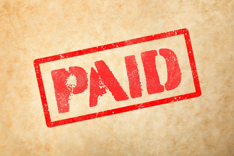 Kraft Paper with Stamp PAID, Top View Stock Image - Image of bill, mark ...