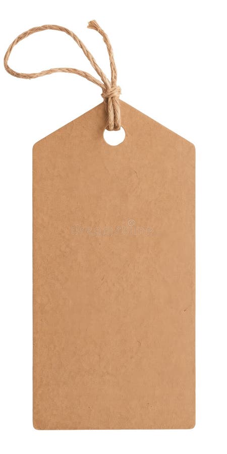 Kraft Paper Tag with String, Isolated on White Background Stock ...