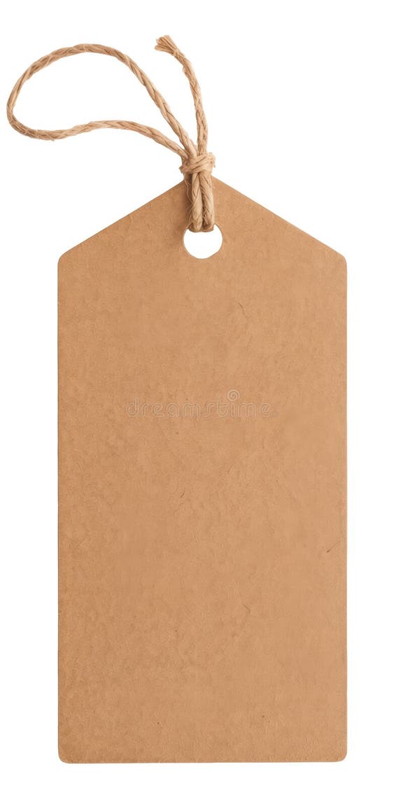 Kraft Paper Tag with String, Isolated on White Background Stock ...