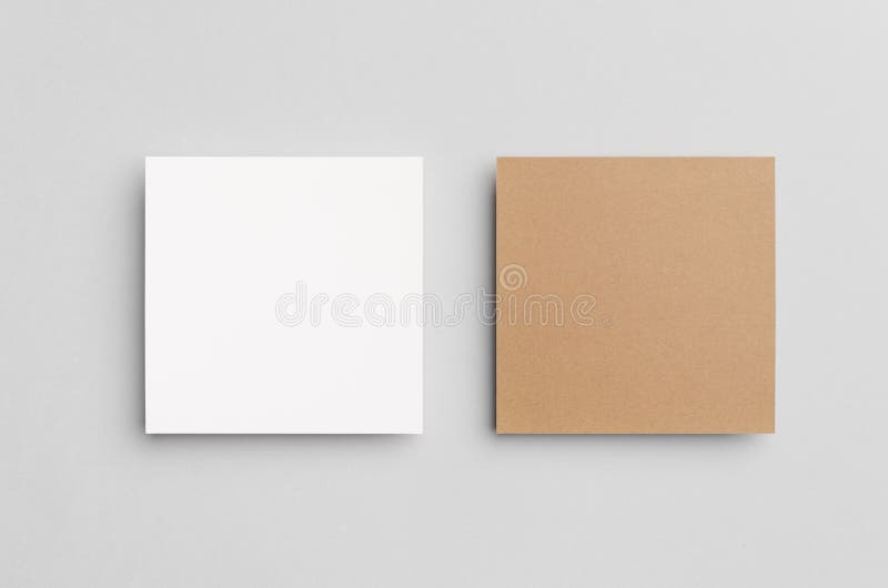 Kraft and White Square Flyer, Invitation Mock-Up Stock Photo - Image of ...