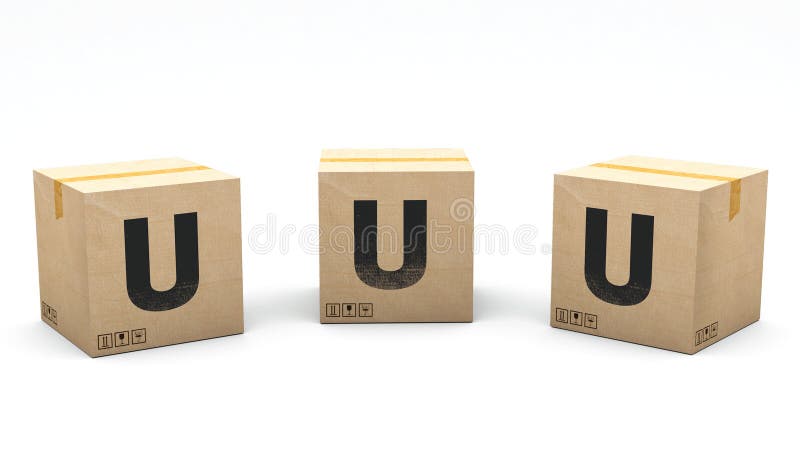 Krafte Box with the Letter U. Stock Illustration - Illustration of wrap ...