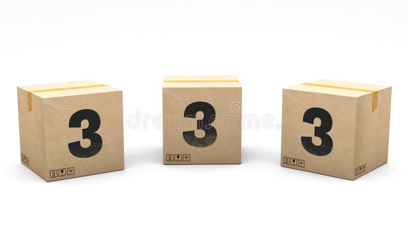 Krafte Box with the Number 3. Stock Illustration - Illustration of ...