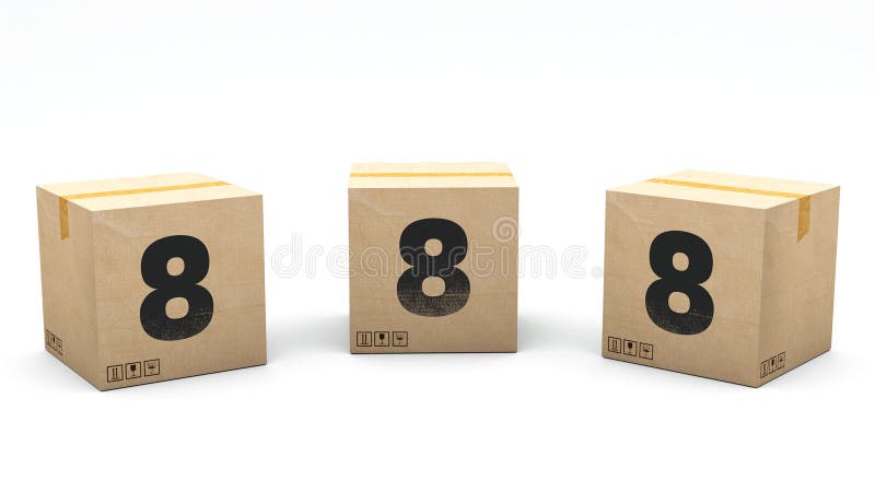 Krafte Box with the Number 8. Stock Illustration - Illustration of ...