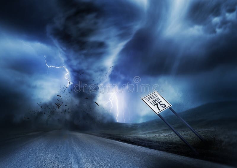 Kraftig storm och tromb stock illustrationer. Illustration av ...