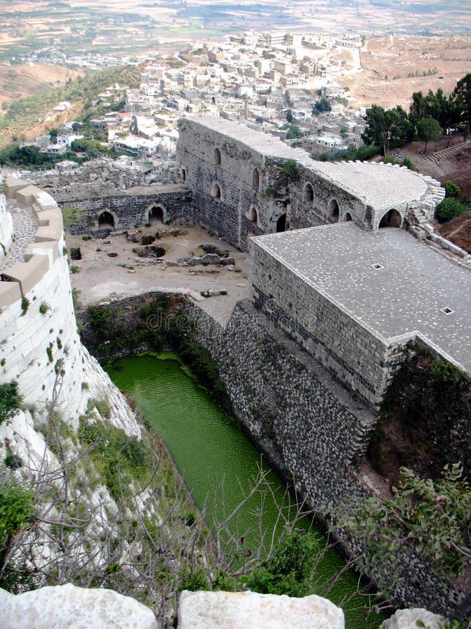 Krak Des Chevaliers. Moat with Water Stock Photo - Image of place ...