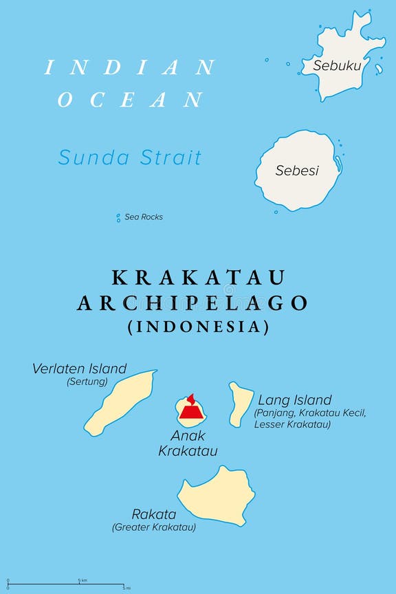 Krakatau Archipelago in the Sunda Strait, Indonesia, Political Map ...