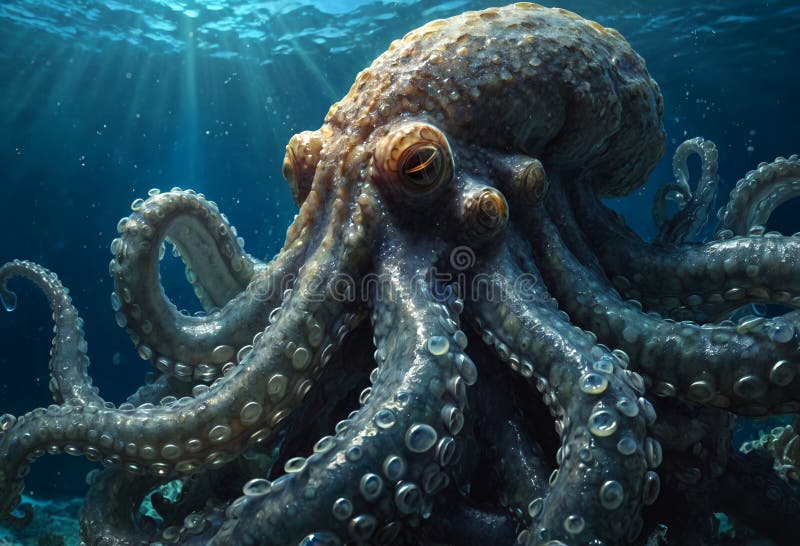 Kraken Octopus in the Deep Sea. Underwater World. Generative AI Stock ...