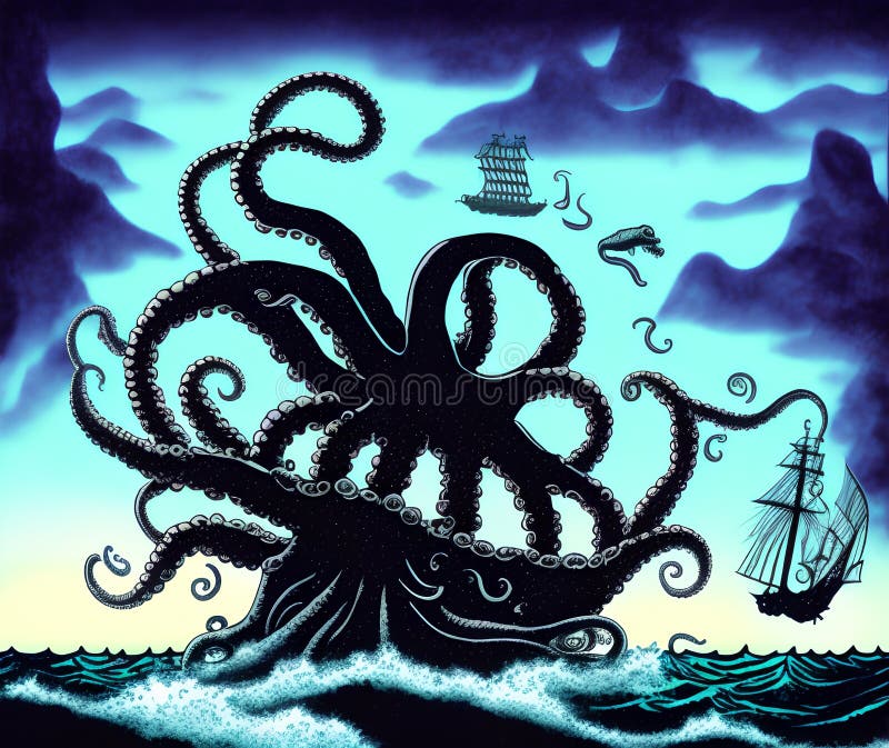 Kraken, Generative AI Illustration Stock Illustration - Illustration of ...
