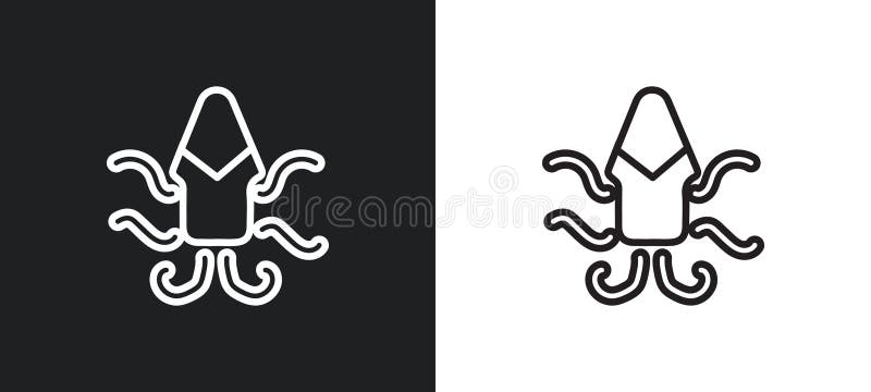 Kraken Outline Icon in White and Black Colors. Kraken Flat Vector Icon from Animals Collection ...