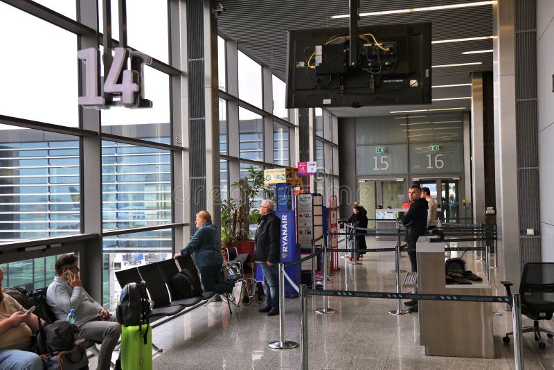 Krakow Airport Gate in Poland Editorial Photography - Image of balice ...