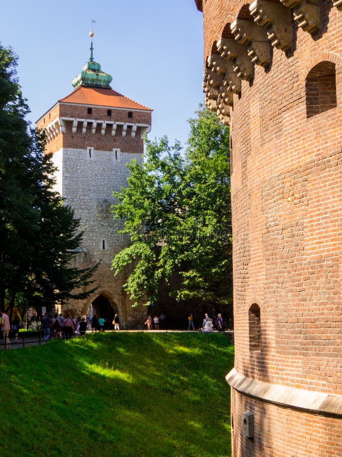 Krakow Barbican and St. Florian`s Gate, Krakow, Poland Editorial Stock ...