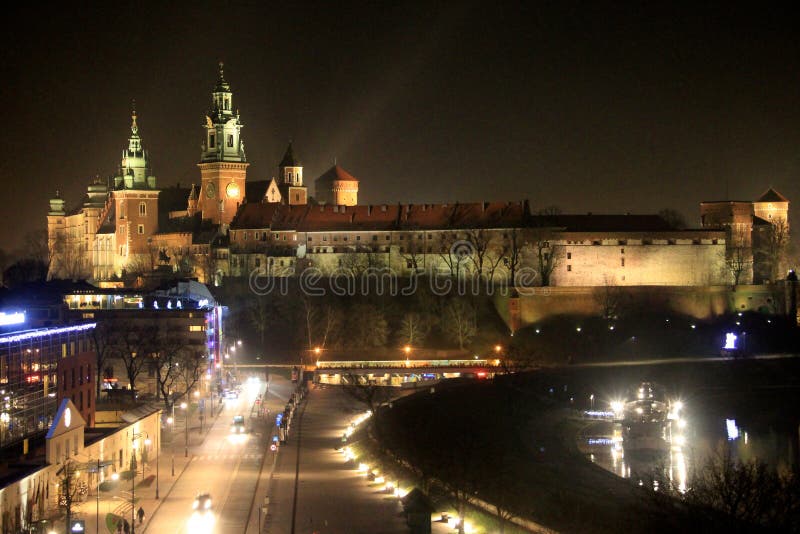 Krakow, Castle At Night Editorial Image - Image: 36013030