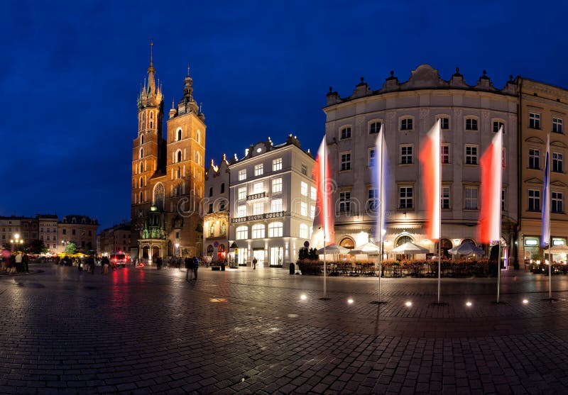 Krakow Old Town Main Market Square Editorial Stock Image - Image of ...
