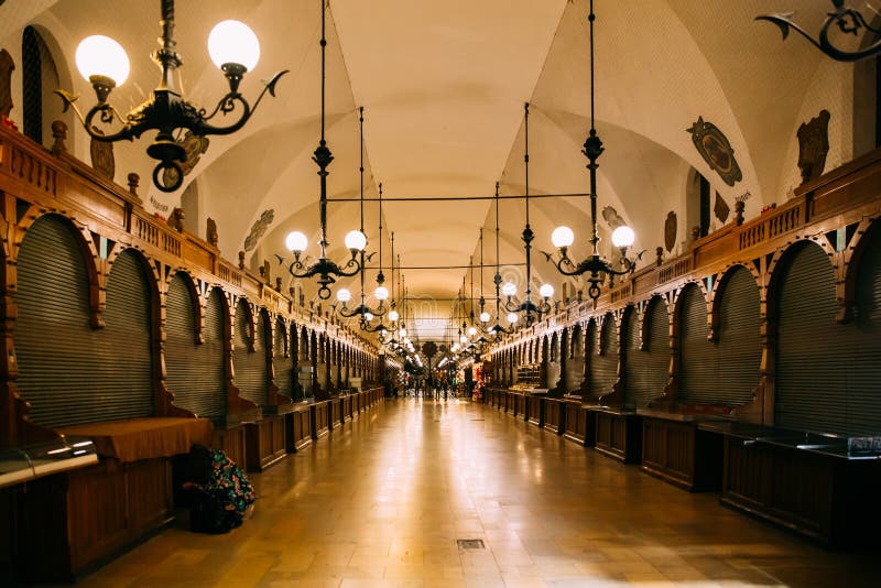 Krakow, Poland. Cloth Hall Inside during Night Stock Image - Image of ...
