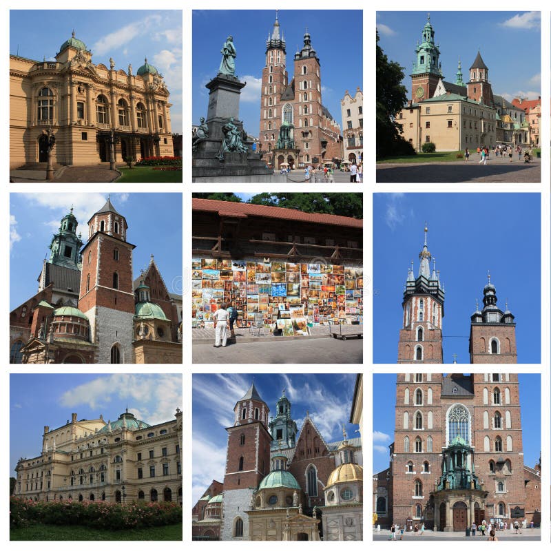 Krakow poland collage stock illustration. Illustration of culture ...