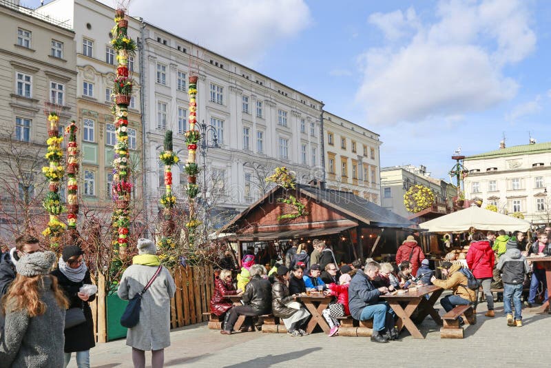 KRAKOW, POLAND - MARCH 17, 2010: Annual Easter Fair at the Main Market ...
