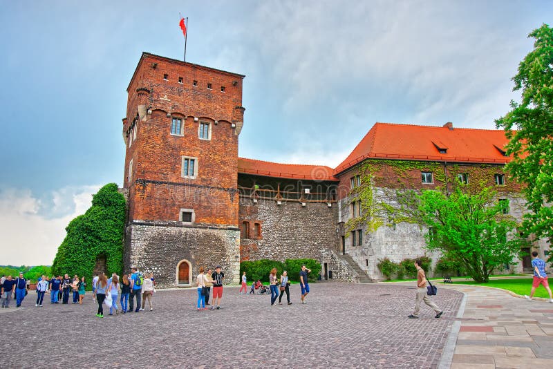 People at Tower and Courtyard in Wawel Castle Krakow Editorial ...
