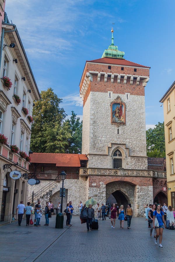 KRAKOW, POLAND - SEPTEMBER 4, 2016: Florian`s Gate in Krako Editorial ...