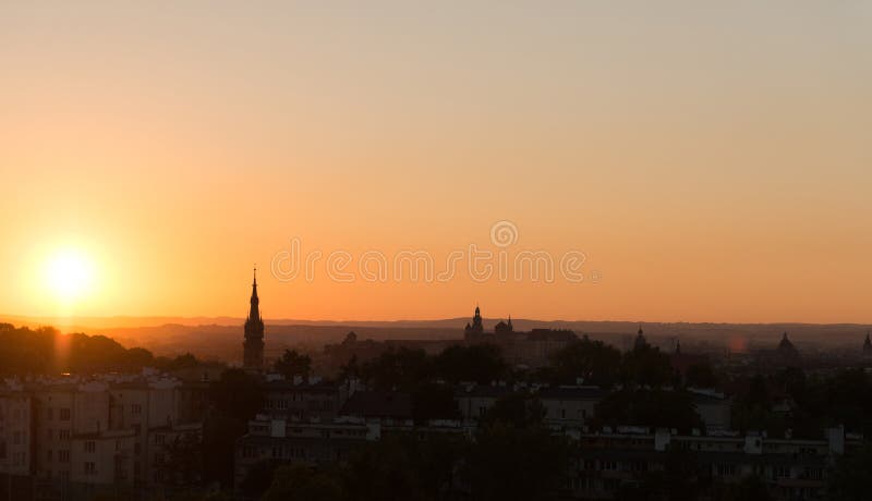 Krakow`s Architecture during Sunset, Poland Stock Image - Image of ...