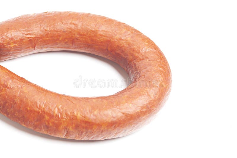 Krakow Sausage Top View Isolated on White Background Stock Image ...