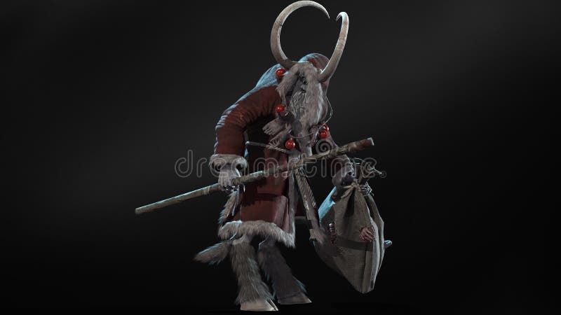 Krampus 3d render model CG stock illustration. Illustration of scary ...