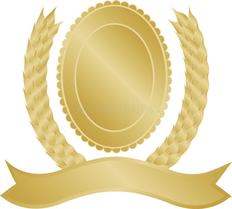 Guld Lagerkrans Och Medaljong Vektor Illustrationer - Illustration av ...