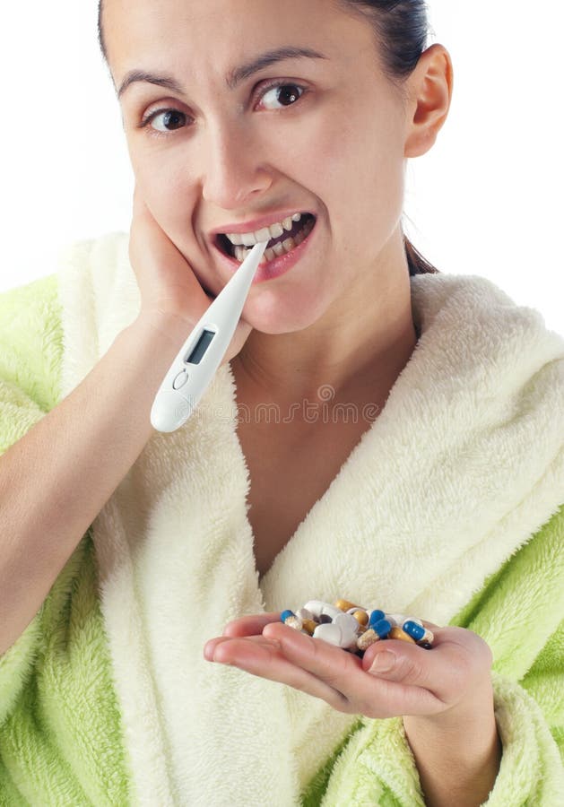 Junge kranke Frauen stockfoto. Bild von tabletten, mädchen - 22127144