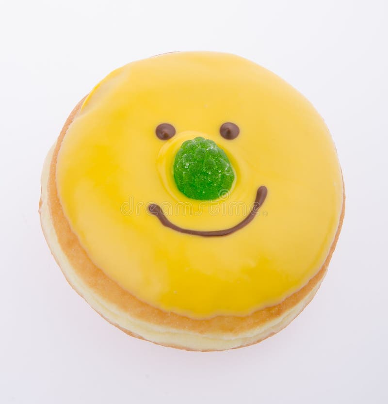 Krapfen, Lustiges Krapfengesicht Auf Hintergrund Stockfoto - Bild von ...