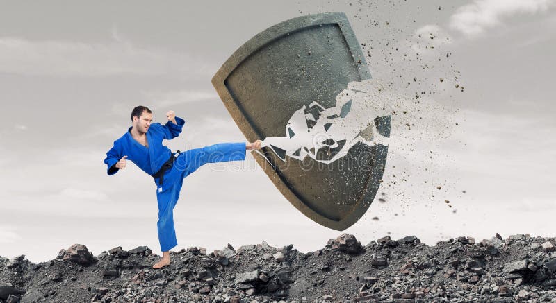 Krate man in action stock image. Image of standing, shield - 72334499