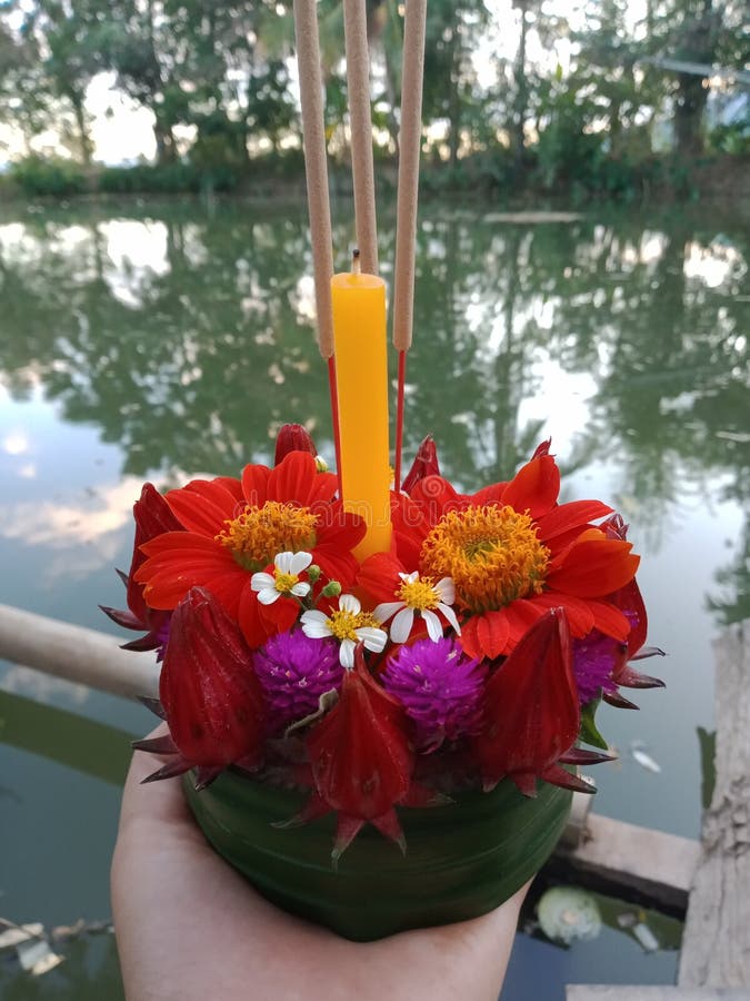 Krathong from Natural Materials Stock Photo - Image of bouquet, yellow ...