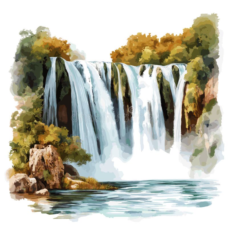 Kravica Waterfalls. Kravica Waterfalls Watercolor Vector Illustration ...