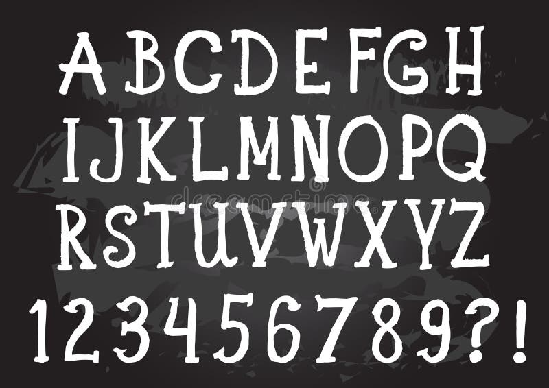 Kreide-Alphabet Retro- Schriftart Zeichen Vektor Abbildung ...