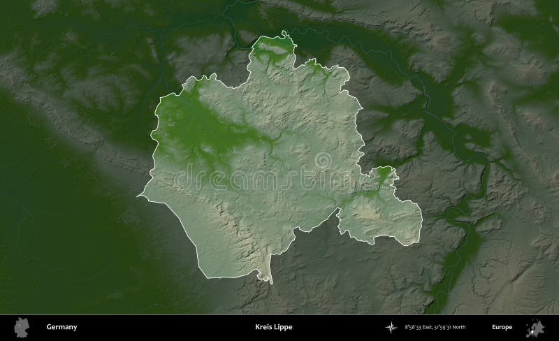 Kreis Lippe Highlighted, Germany. Physical Stock Illustration ...