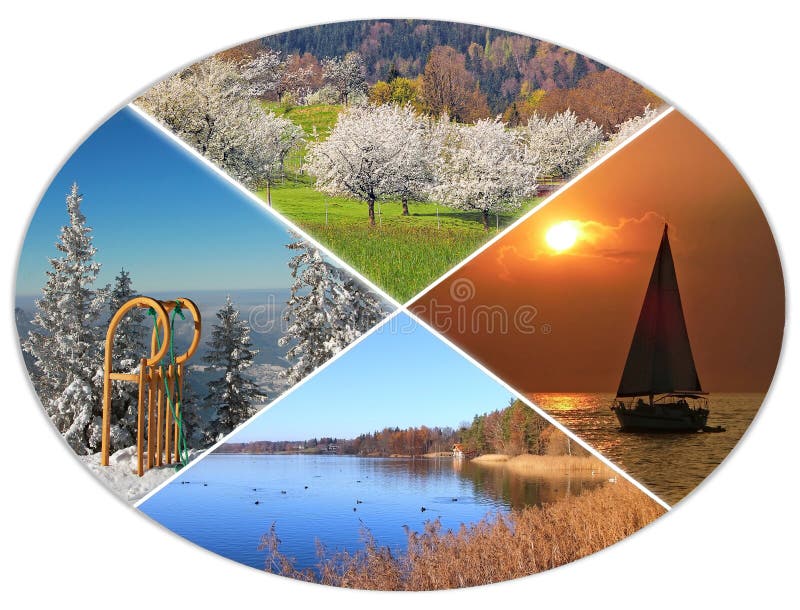 Kreis 4 Mit Vier Jahreszeiten Stockbild - Bild von feld, szene: 52367685