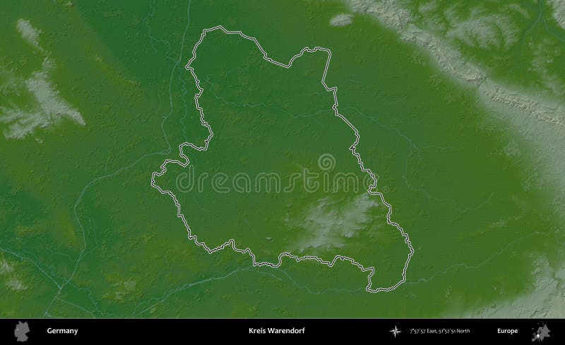 Kreis Warendorf Outlined, Germany. Physical Stock Illustration ...