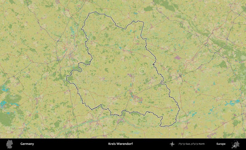 Kreis Warendorf Outlined, Germany. Topographic Humanitarian Stock ...