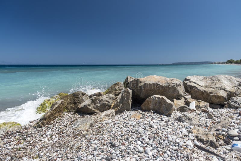 Kremasti-Strand Rhodes Greece Stockfoto - Bild von ottomanen, inseln ...