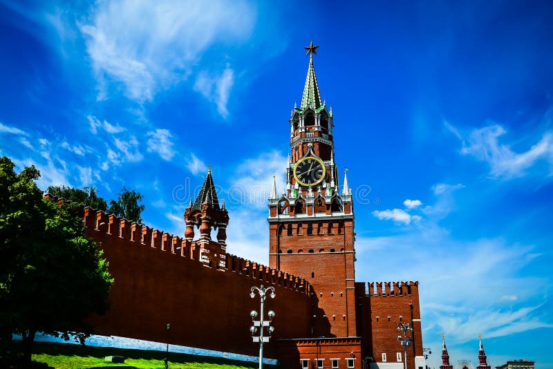 Kremlin Clock of the Spasskaya Tower. Moscow Stock Photo - Image of ...