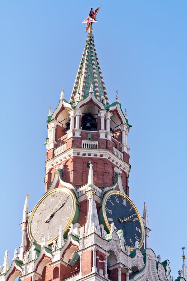 Kremlin Clock of the Spasskaya Tower Stock Photo - Image of brick, time ...