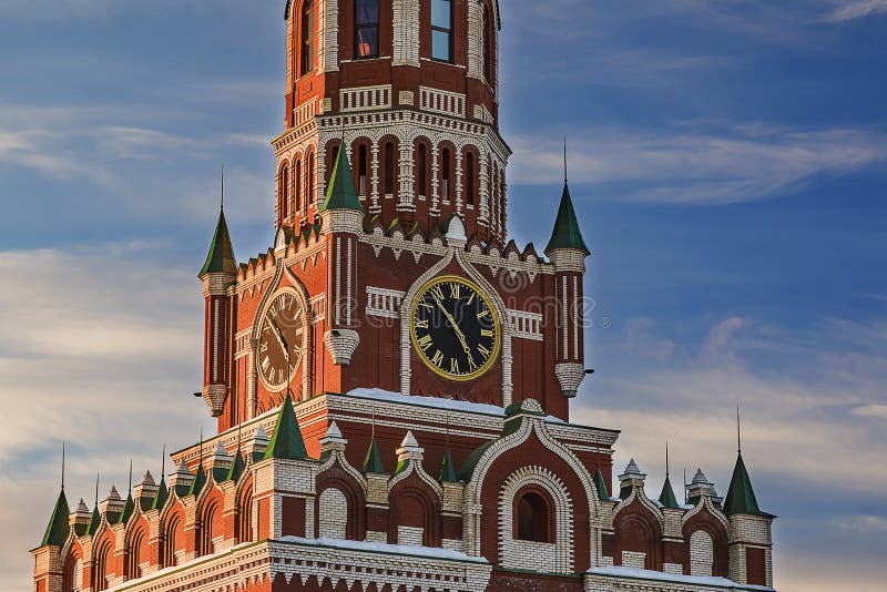 Kremlin Clock of the Spasskaya Tower. Moscow Stock Photo - Image of ...