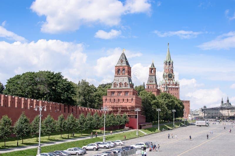 Kremlin Clock Tower, with a Red Star on the Tower Stock Photo - Image ...