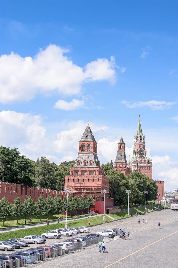 Kremlin Clock Tower, with a Red Star on the Tower Stock Photo - Image ...