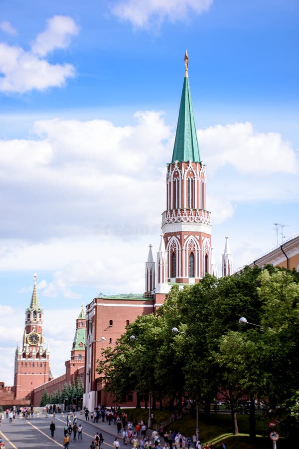 Kremlin Clock Tower, with a Red Star on the Tower Stock Photo - Image ...