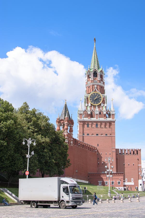 Kremlin Clock Tower, with a Red Star on the Tower Editorial Photography ...