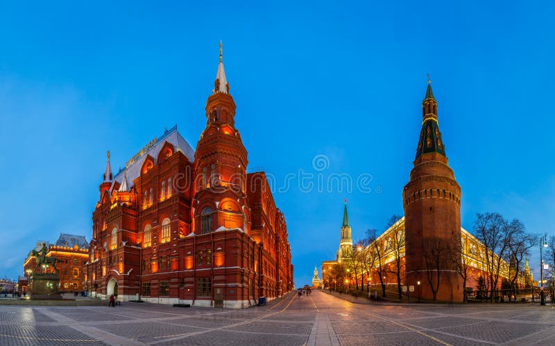 Kremlin and Historical Museum in the Evening Stock Photo - Image of ...