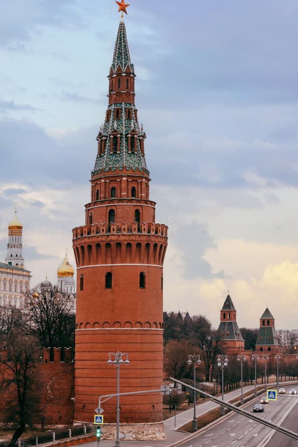 The Kremlin, Moscow Red Brick Wall Cloudy Stock Image - Image of ...