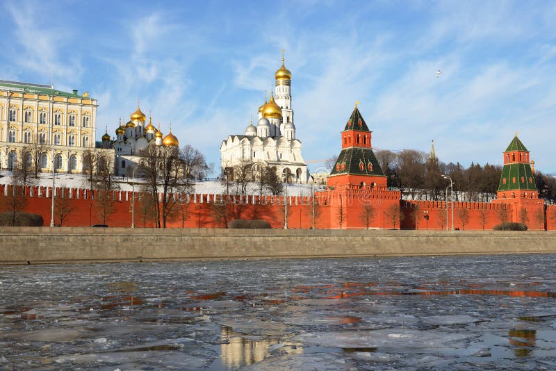 Kremlin and Moscow River in Early Spring Stock Image - Image of ...